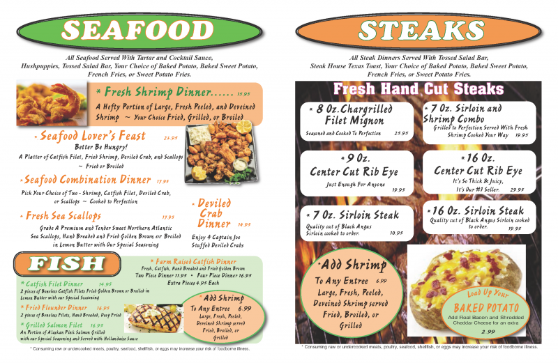 Menu - Hawkinsville Steak House